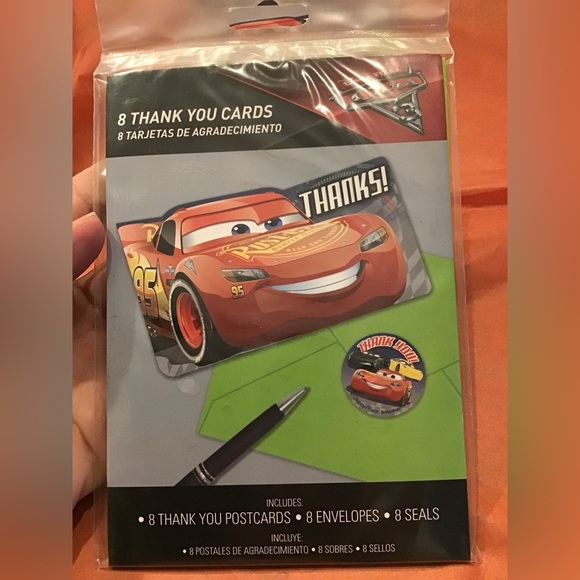 Disney | Party Supplies | Disney Pixar Cars Thank You Postcards 8 New ...